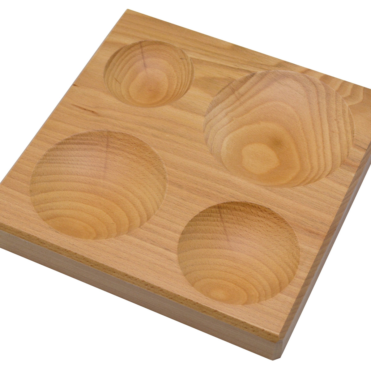 Large Wooden Dapping Block With Four Round Impressions – PMC Supplies